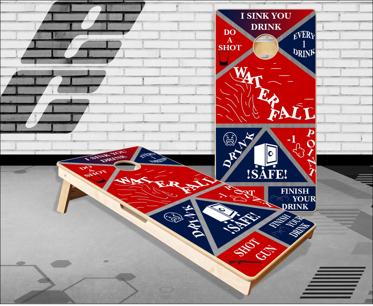 Drinking Game Waterfall RED WHITE BLUE Cornhole Boards – Elite Choice ...