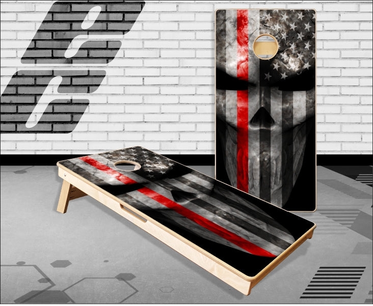 Red Line Skull Flag Cornhole Boards – Elite Choice Graphics