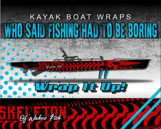 Skeleton of Wahoo Kayak Vinyl Wrap Kit Graphic Decal/Sticker 12ft and ...