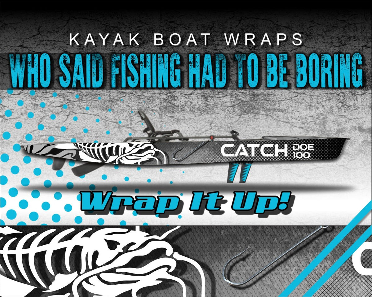 Bone Catfish Scales Hook Kayak Vinyl Wrap Kit Graphic Decal/Sticker 12 ...